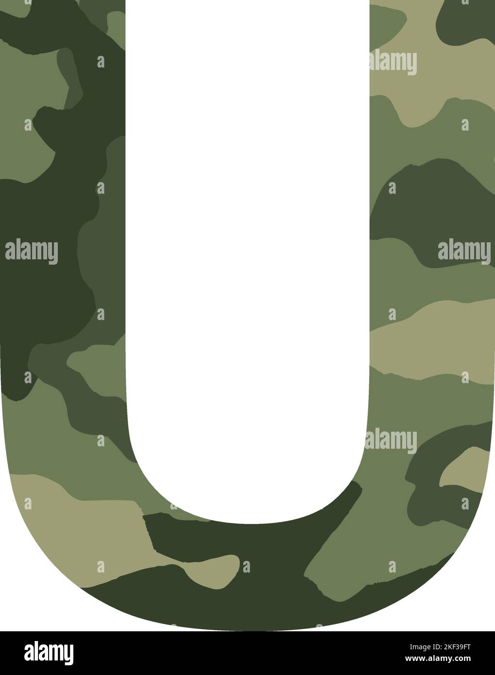 English alphabet letter U, khaki style isolated on white background ...