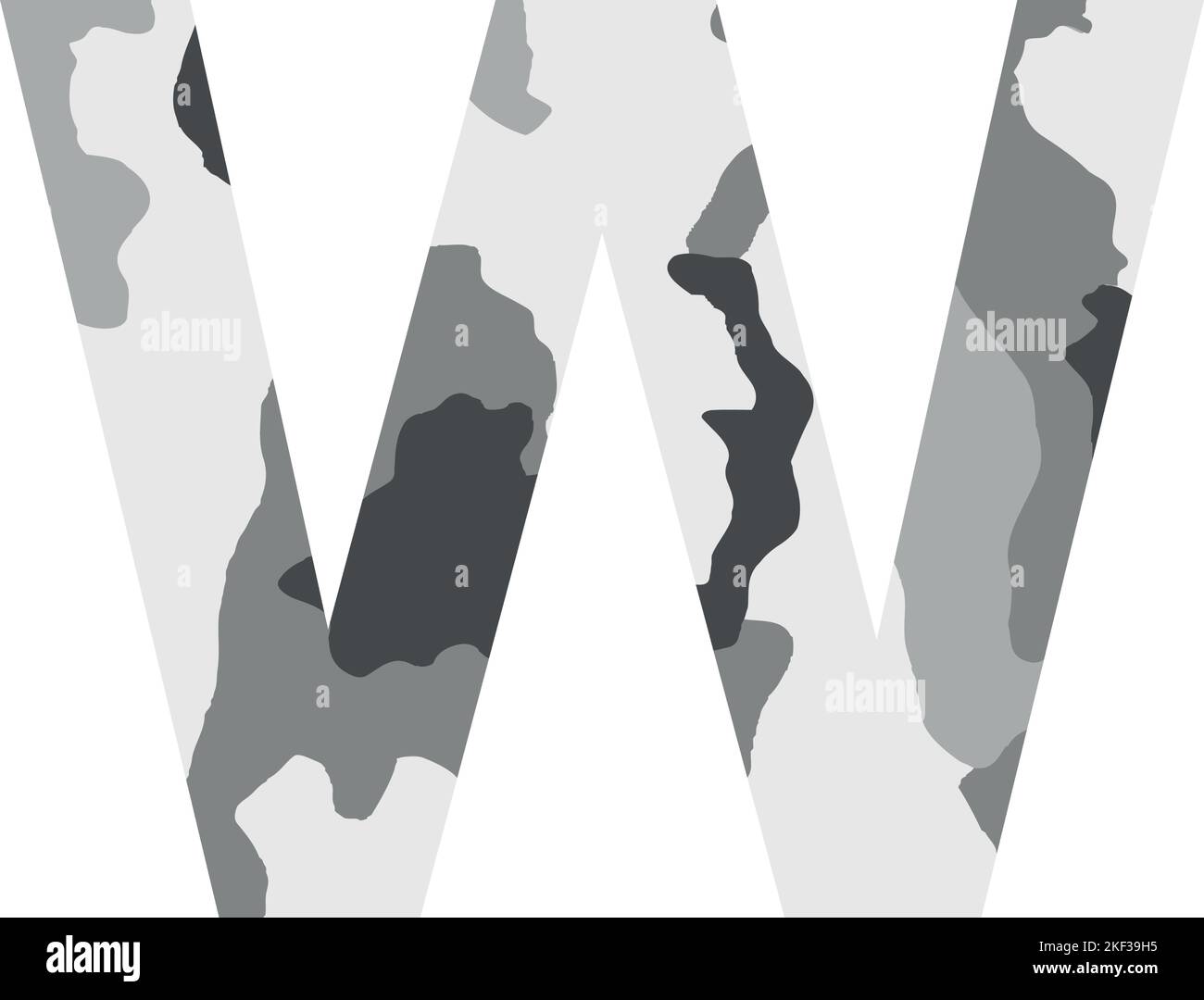 English alphabet letter W, khaki style isolated on white background - Vector illustration Stock ...