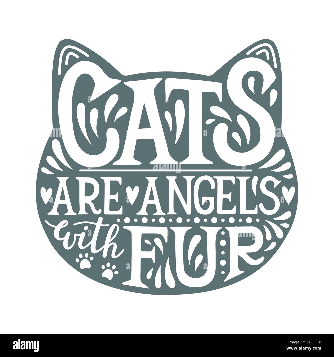 Cats are angels with fur silhouette lettering, cute lettering ...