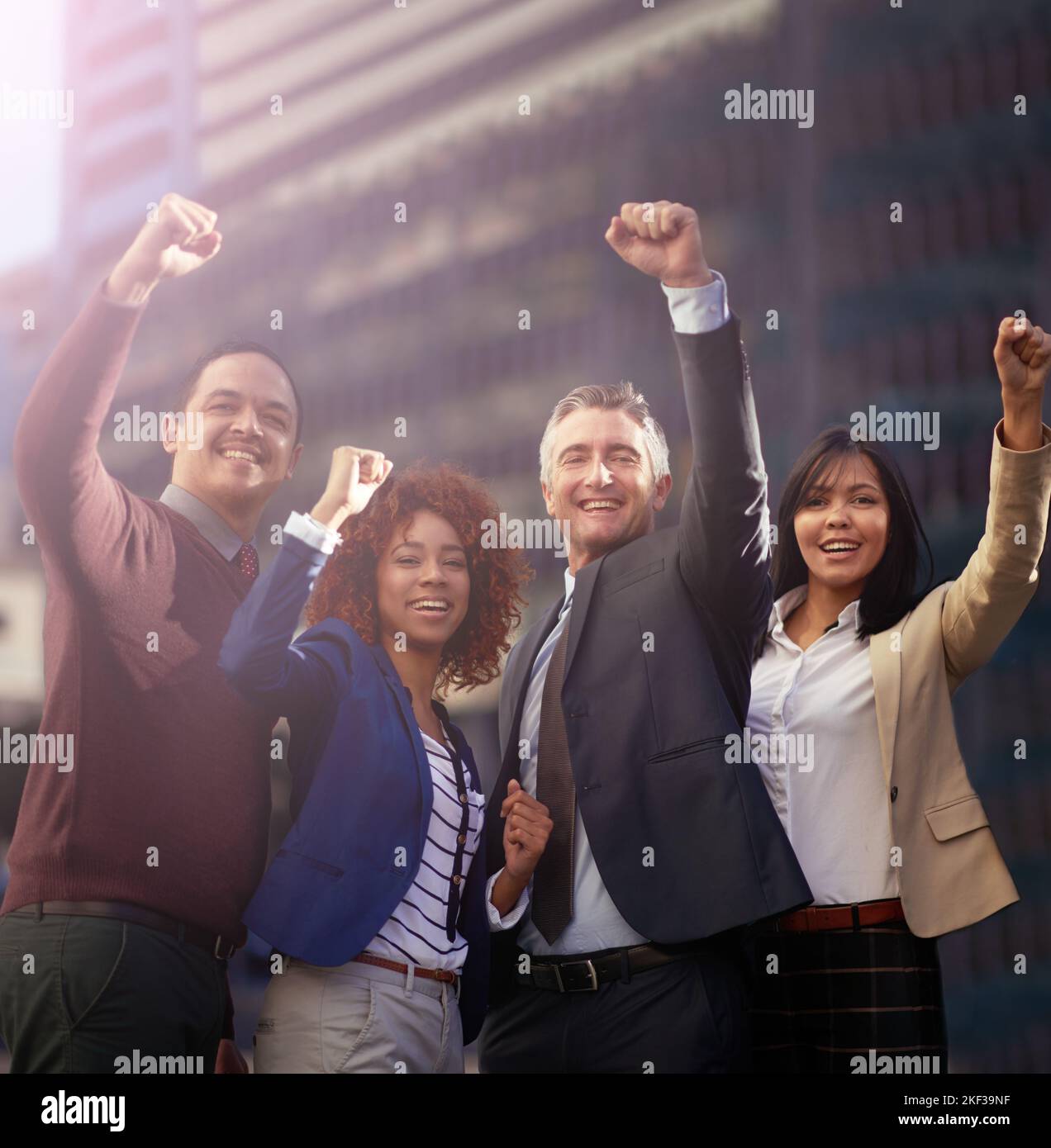 Success is what we are all about. a motivated business team putting ...