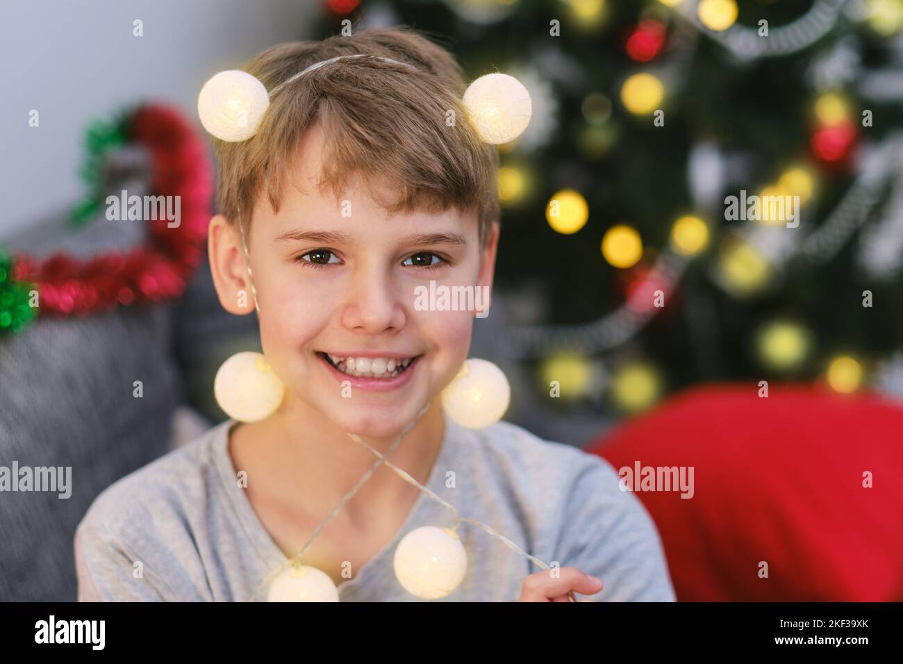 Portrait boy opening christmas hi-res stock photography and images - Alamy