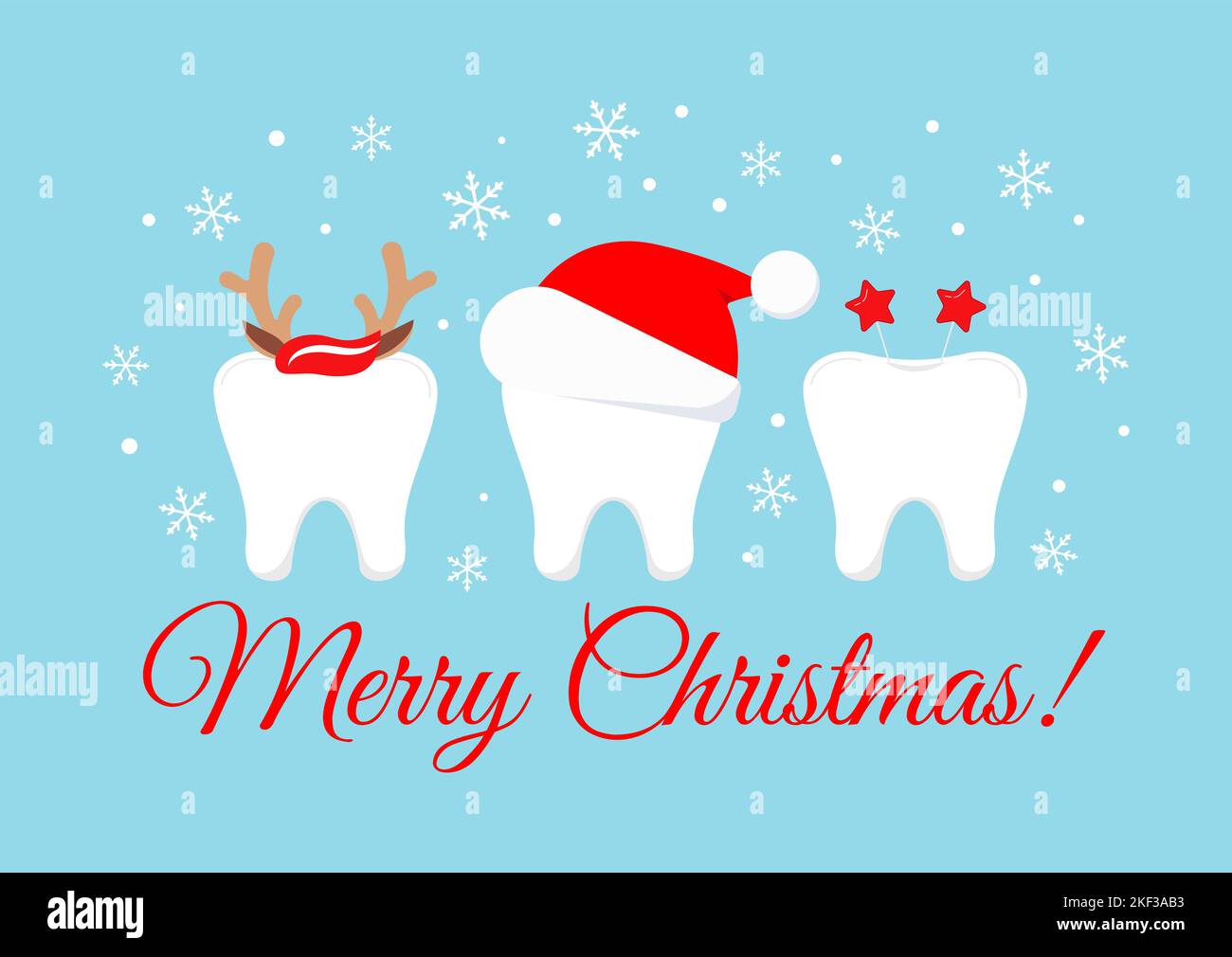 Cute teeth with christmas costume on dentist greeting card Stock Vector ...