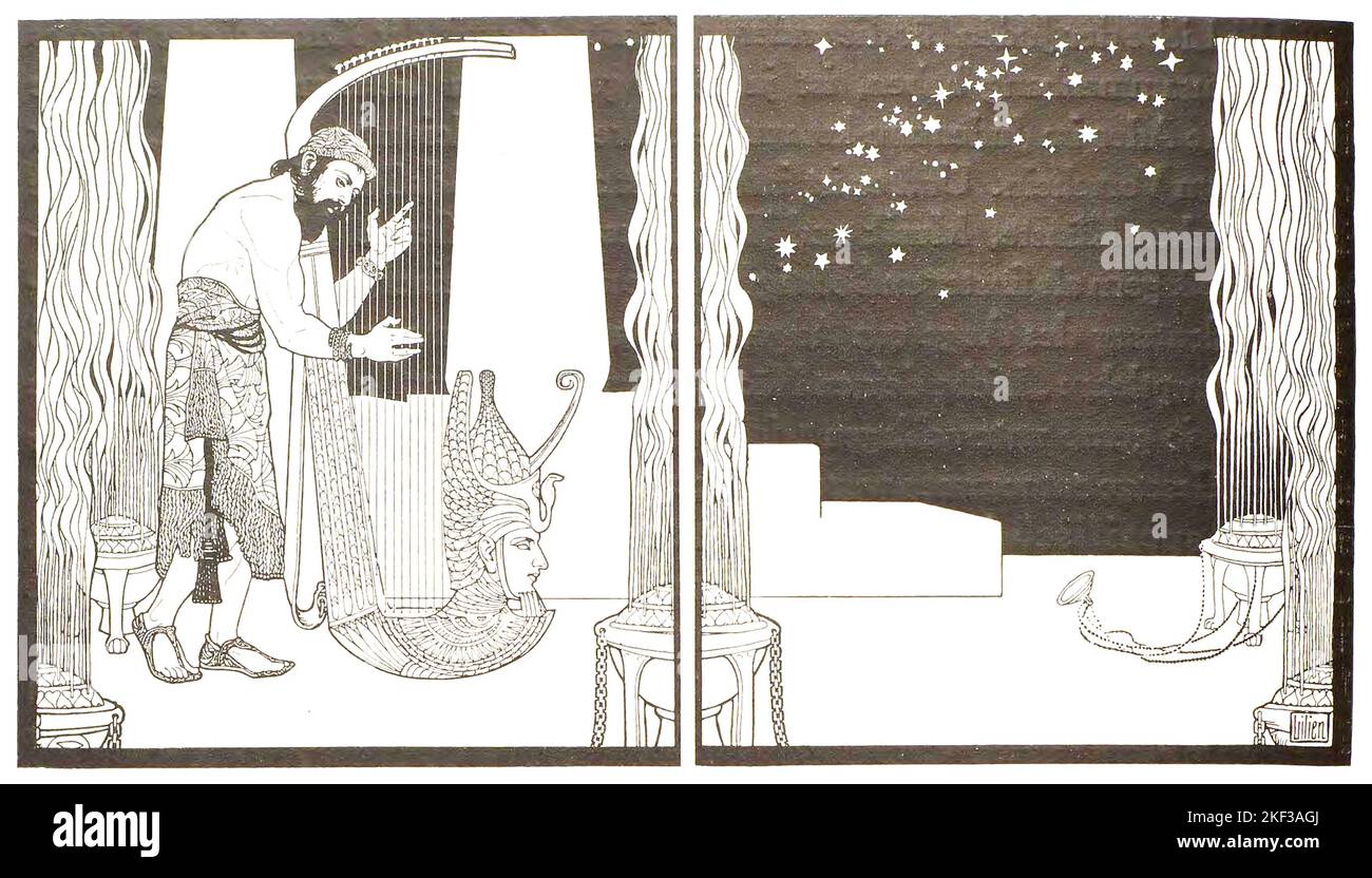 Ephraim Moses Lilien - The Psalmist. The harp has the head of the ...