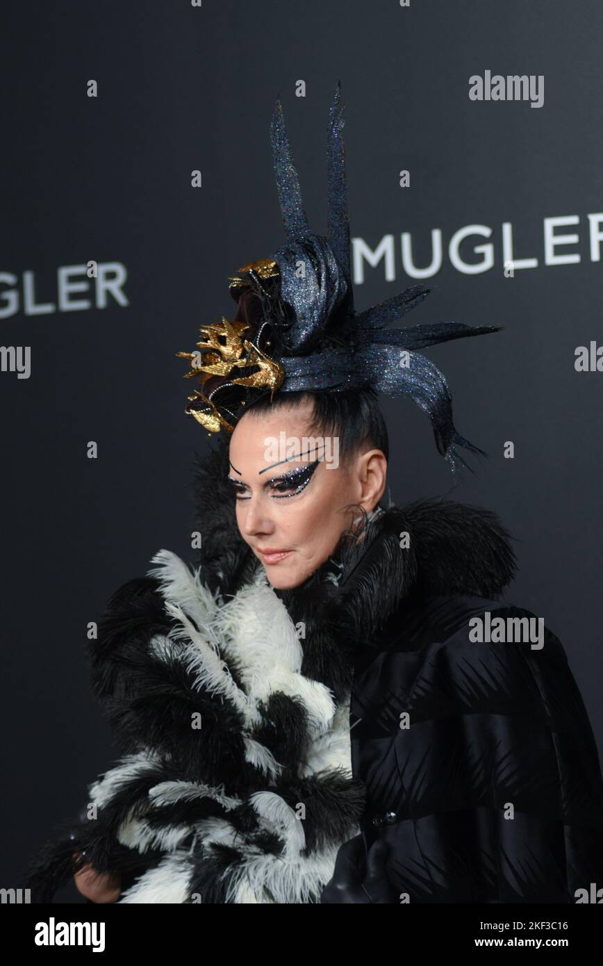 Susanne Bartsch walking the red carpet at the Mugler Couturissime ...