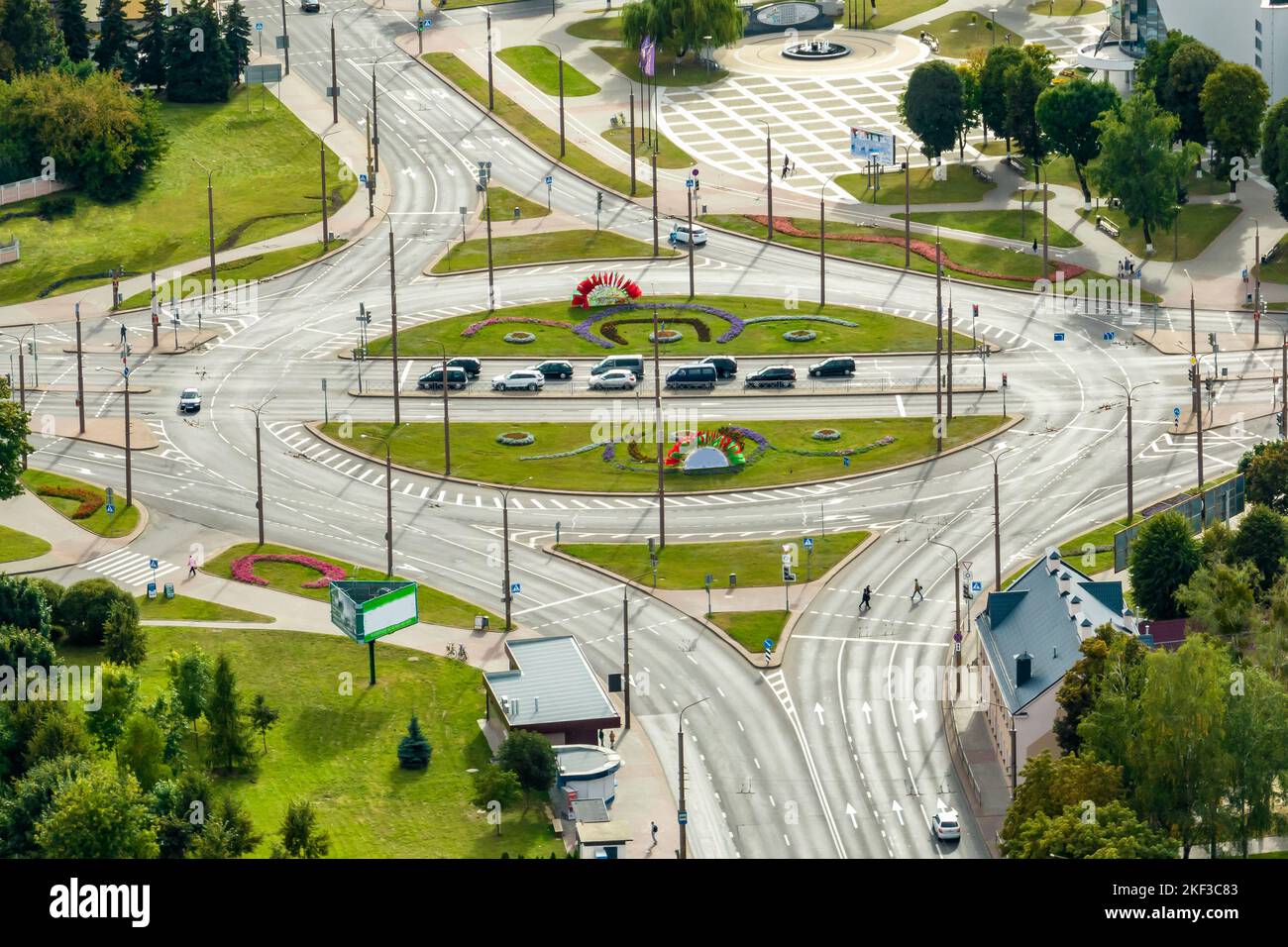 aerial view of road interchange or highway intersection. Junction ...