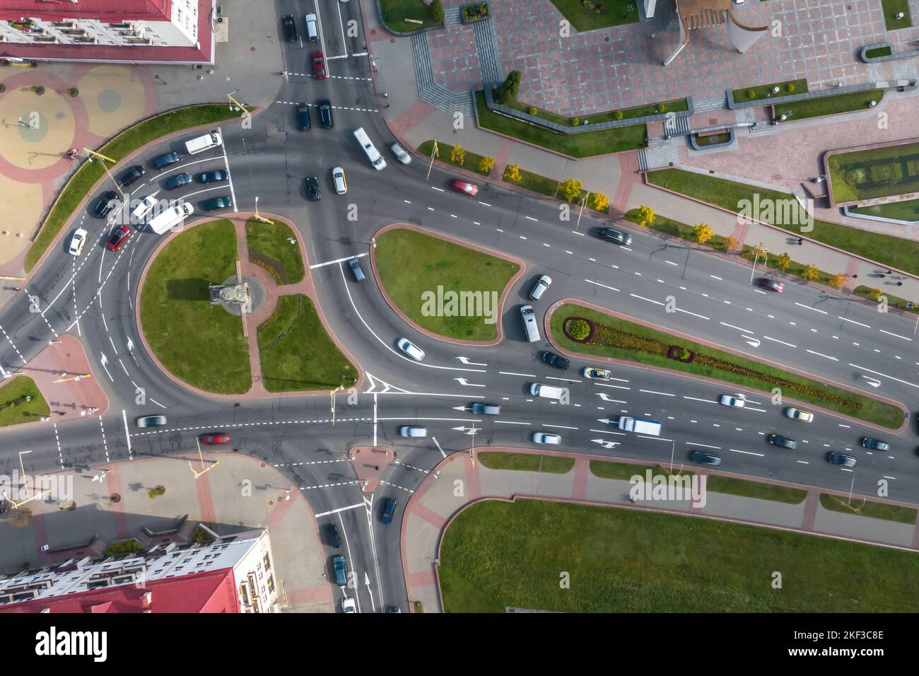 aerial view of road interchange or highway intersection. Junction ...