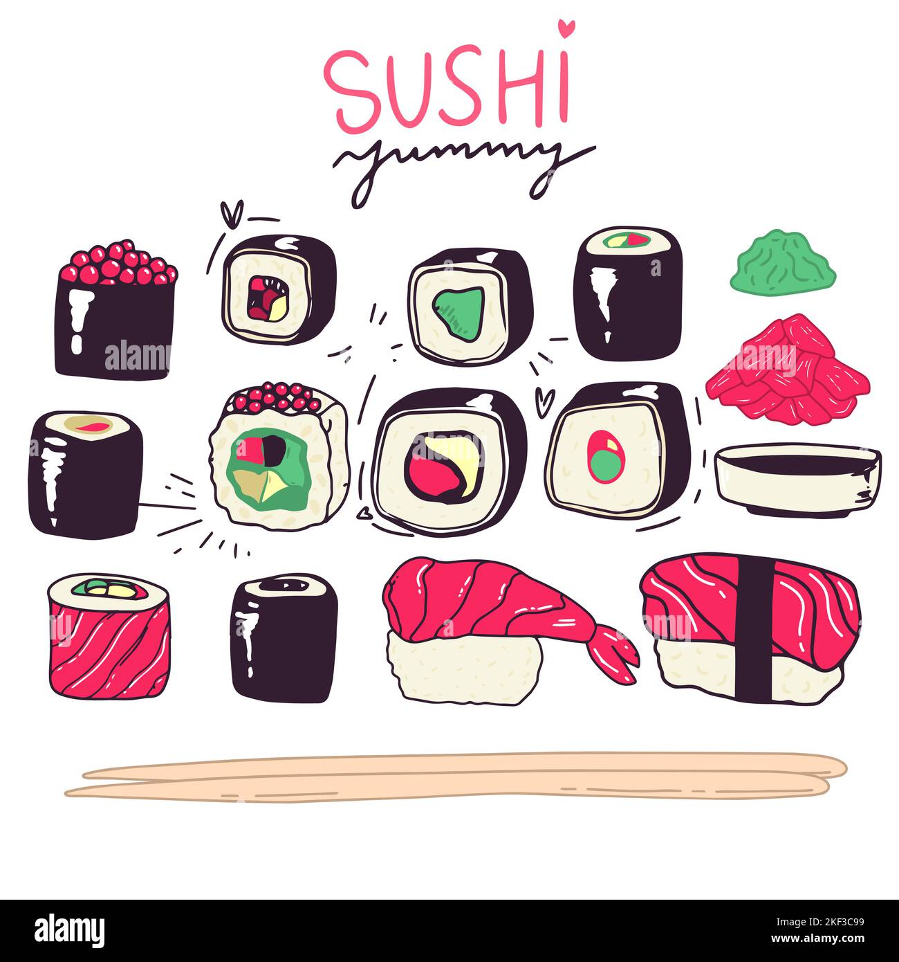 Sushi set chopsticks flat Cut Out Stock Images & Pictures - Alamy