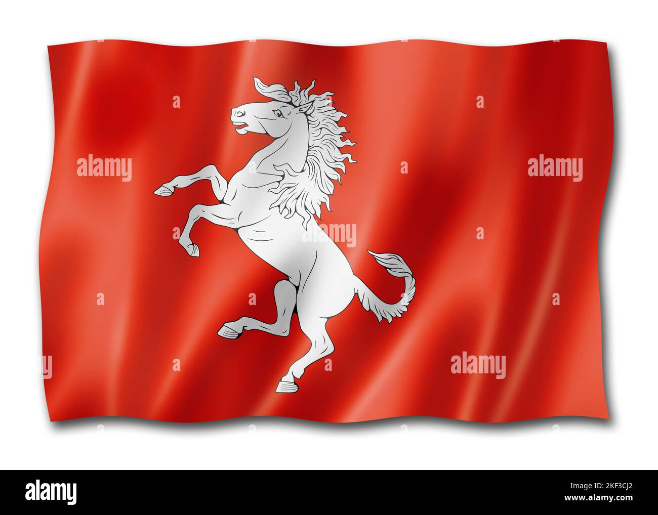 Kent County flag, United Kingdom waving banner collection. 3D ...