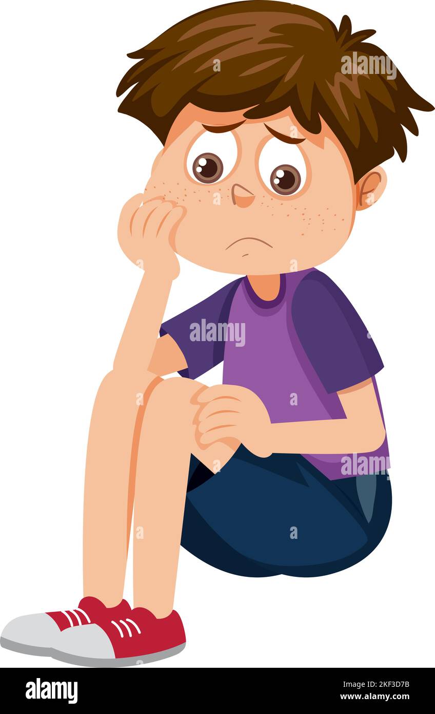 A boy sitting with sad expression illustration Stock Vector Image & Art ...