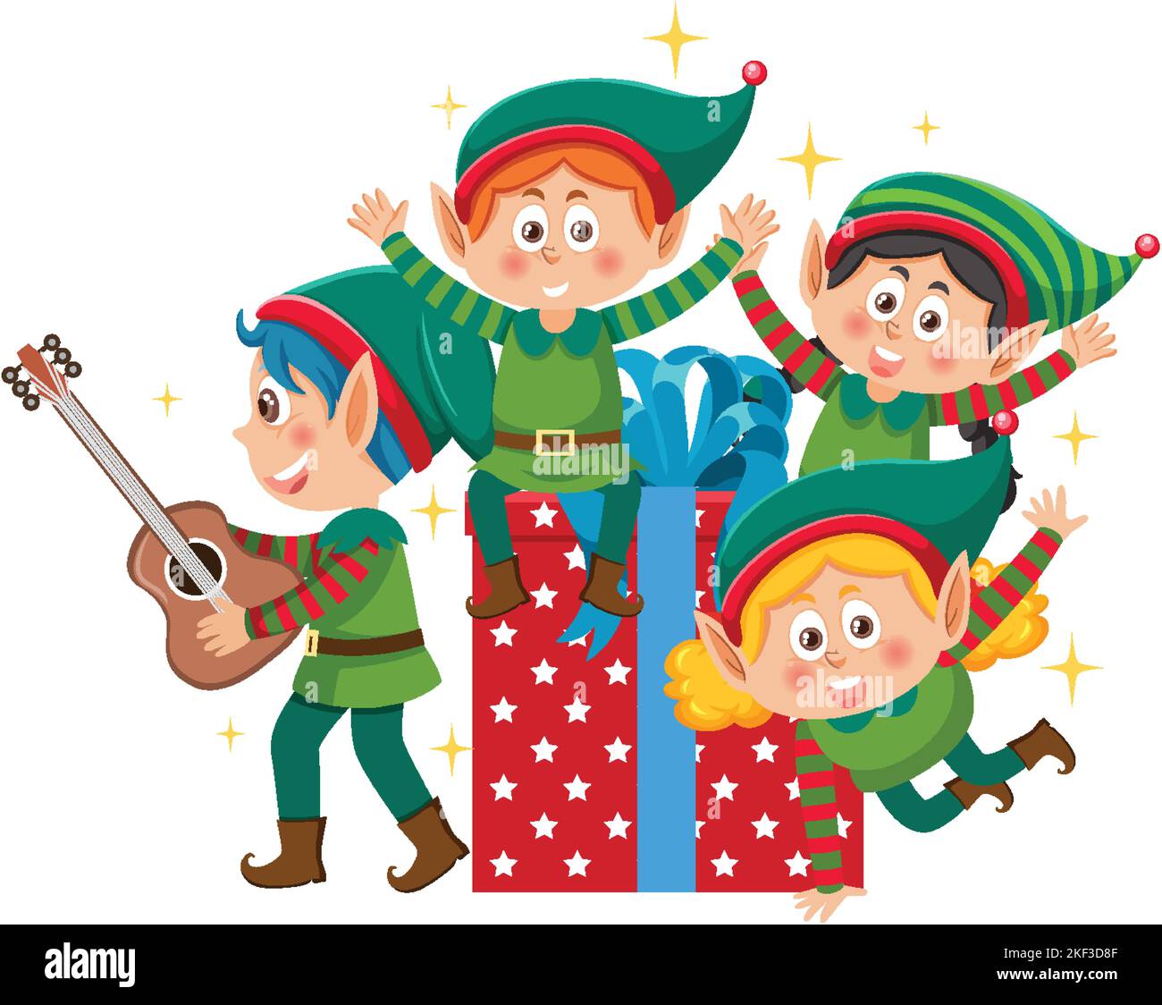Christmas elf kids cartoon illustration Stock Vector Image & Art - Alamy