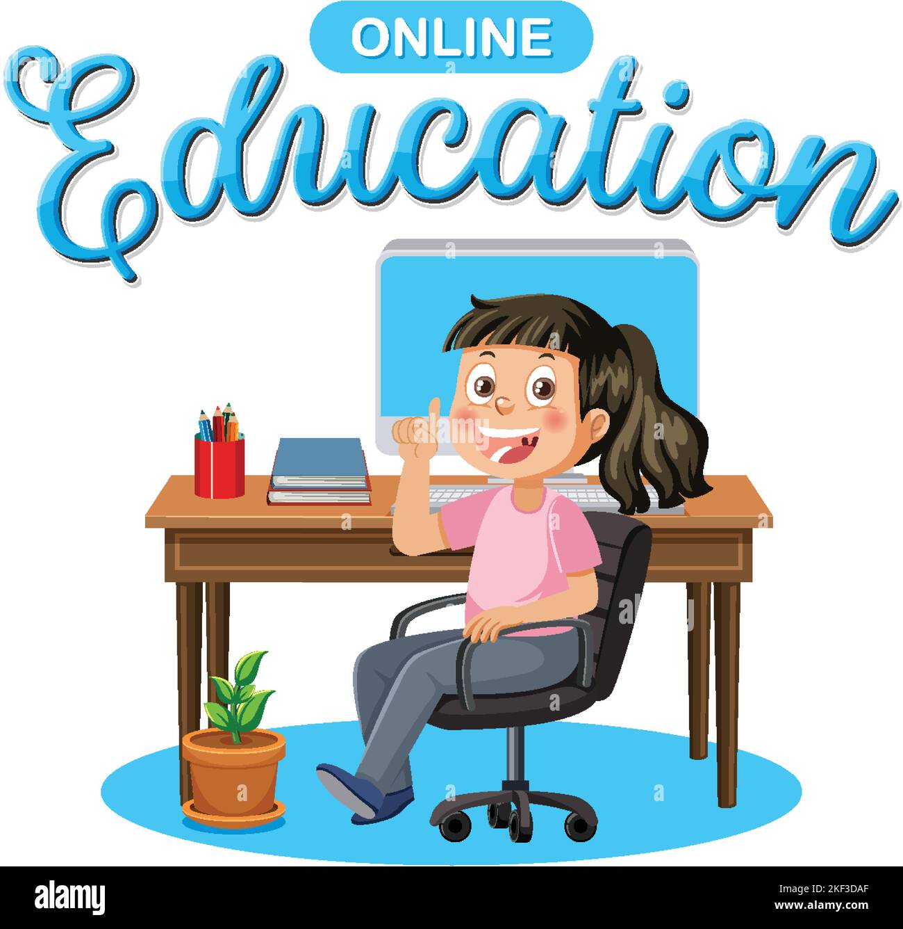 Online education with cartoon character illustration Stock Vector Image ...
