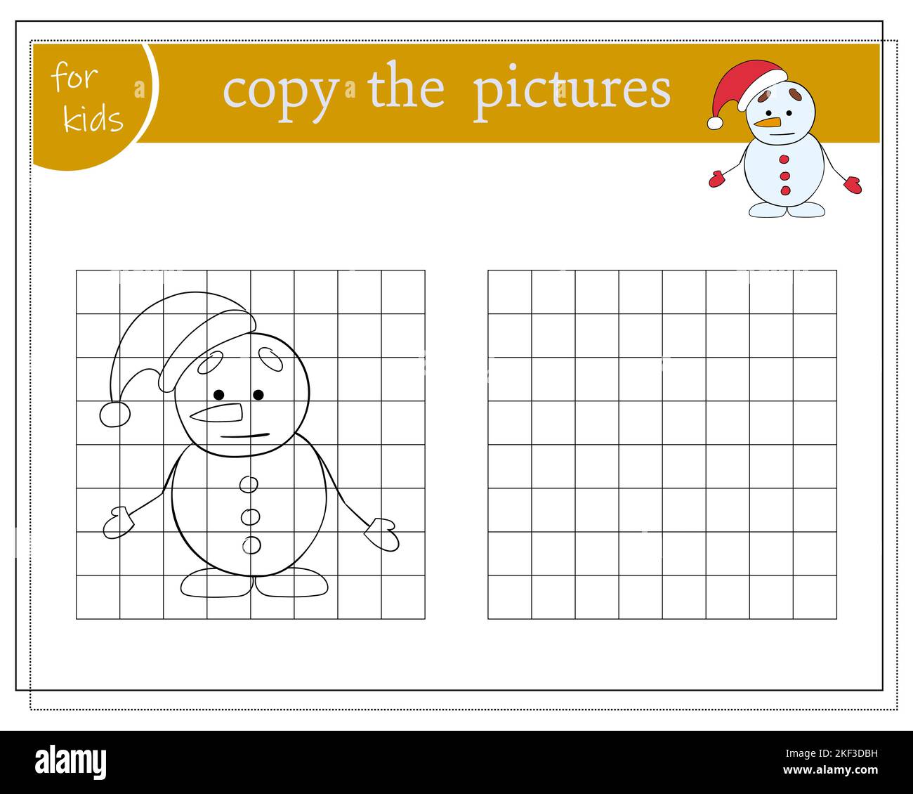 Copy the picture, educational games for kids, cartoon snowman. vector ...