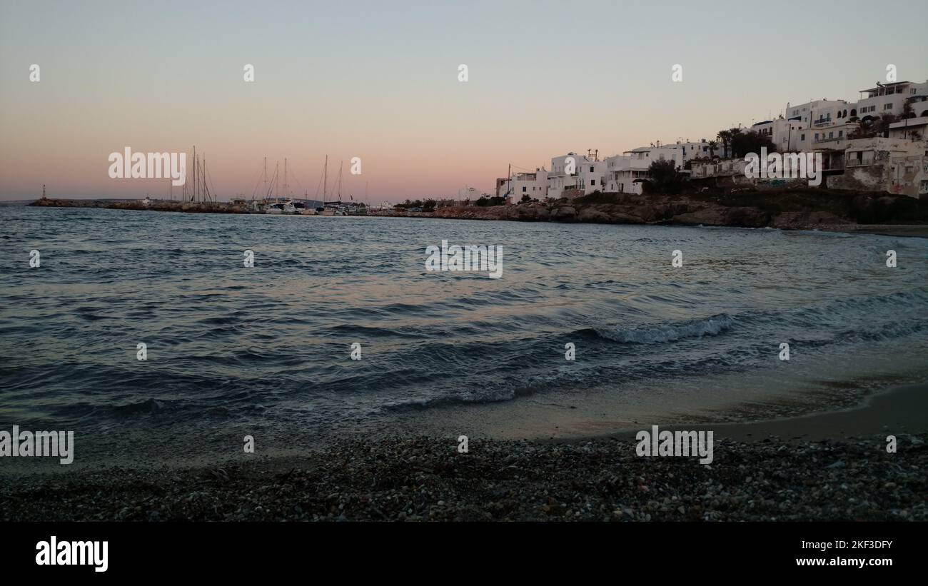 sunset Nousa Paros Greece mediteranean island aegean Stock Photo - Alamy