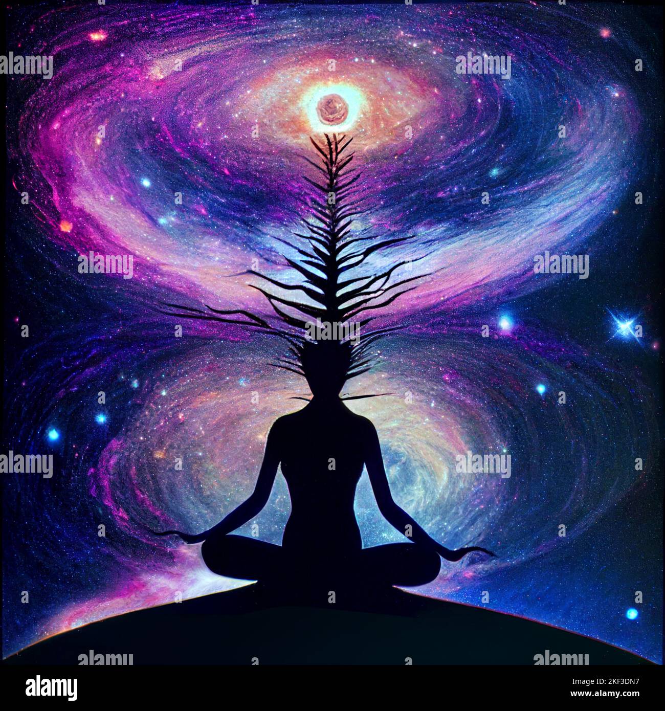 Tree Spirit Meditation, ecology reflection, human and tree intertwined ...