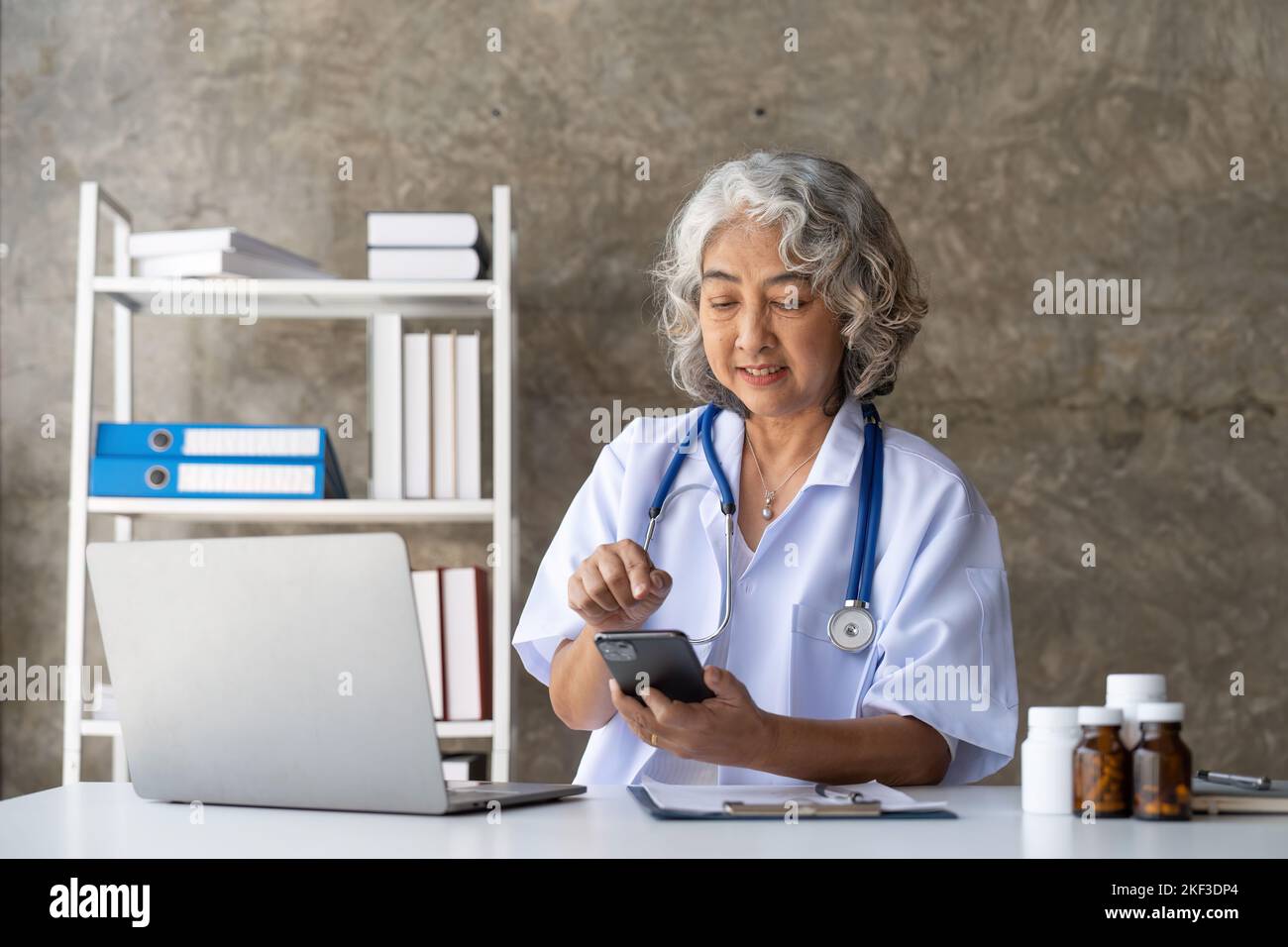 Asian senior doctor hospital medical medicine health care clinic office ...