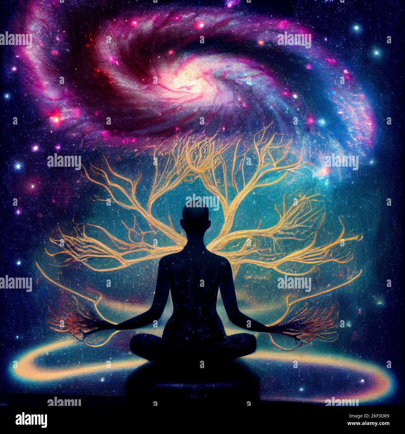 Tree Spirit Meditation, ecology reflection, human and tree intertwined ...