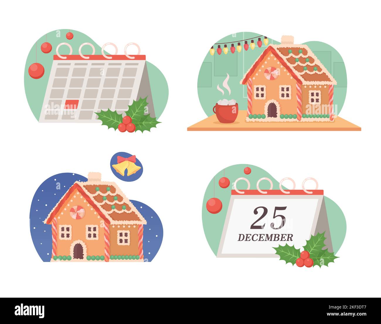 Christmas decorations 2D vector isolated illustrations set Stock Vector ...