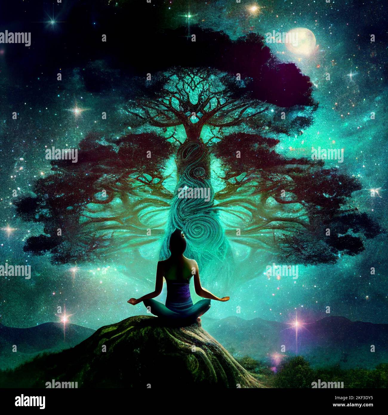 Tree Spirit Meditation, ecology reflection, human and tree intertwined ...