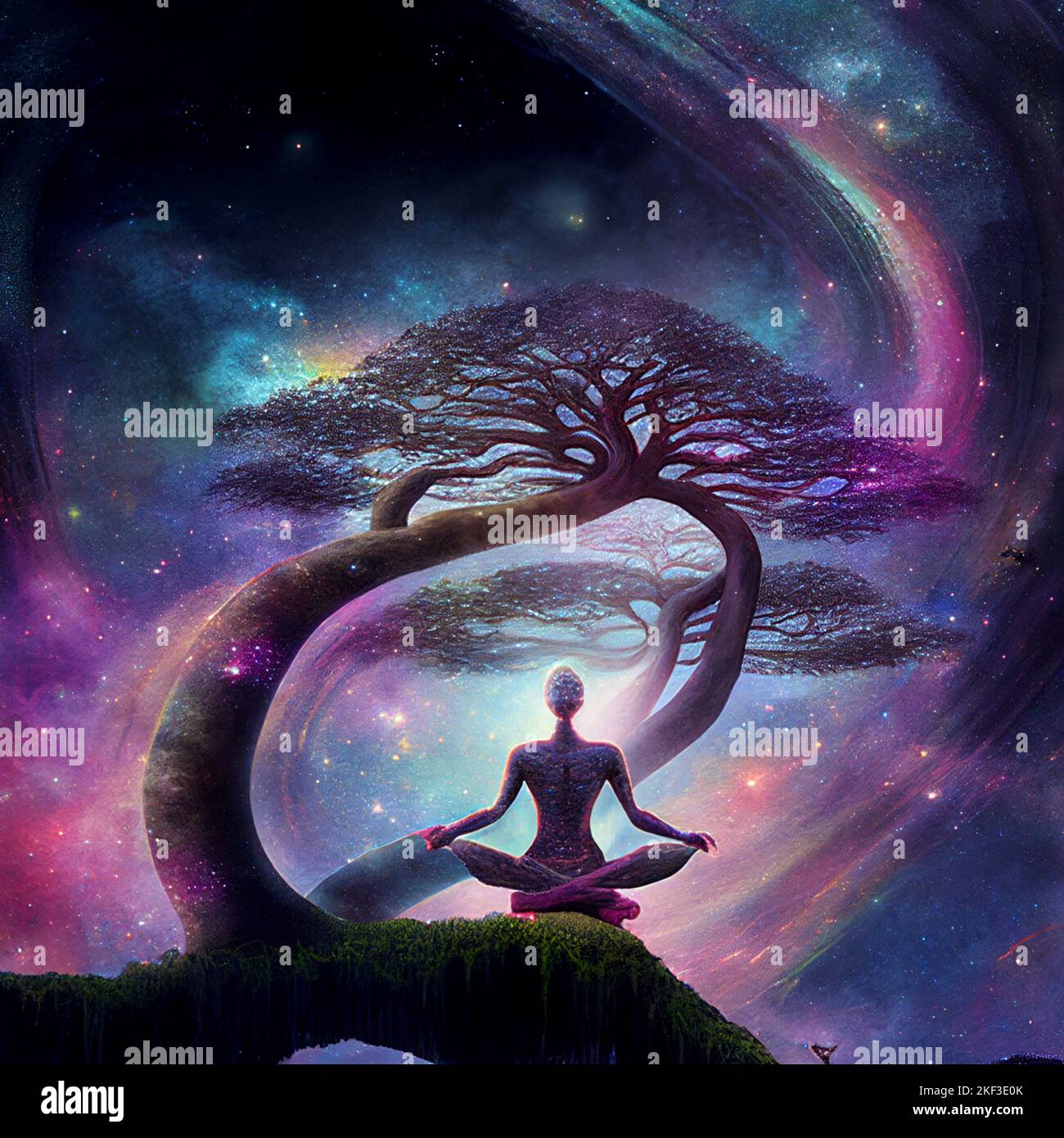 Tree Spirit Meditation, ecology reflection, human and tree intertwined ...