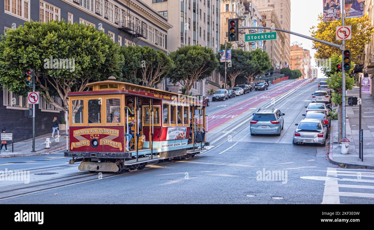 San francisco cable car sunset hi-res stock photography and images - Alamy