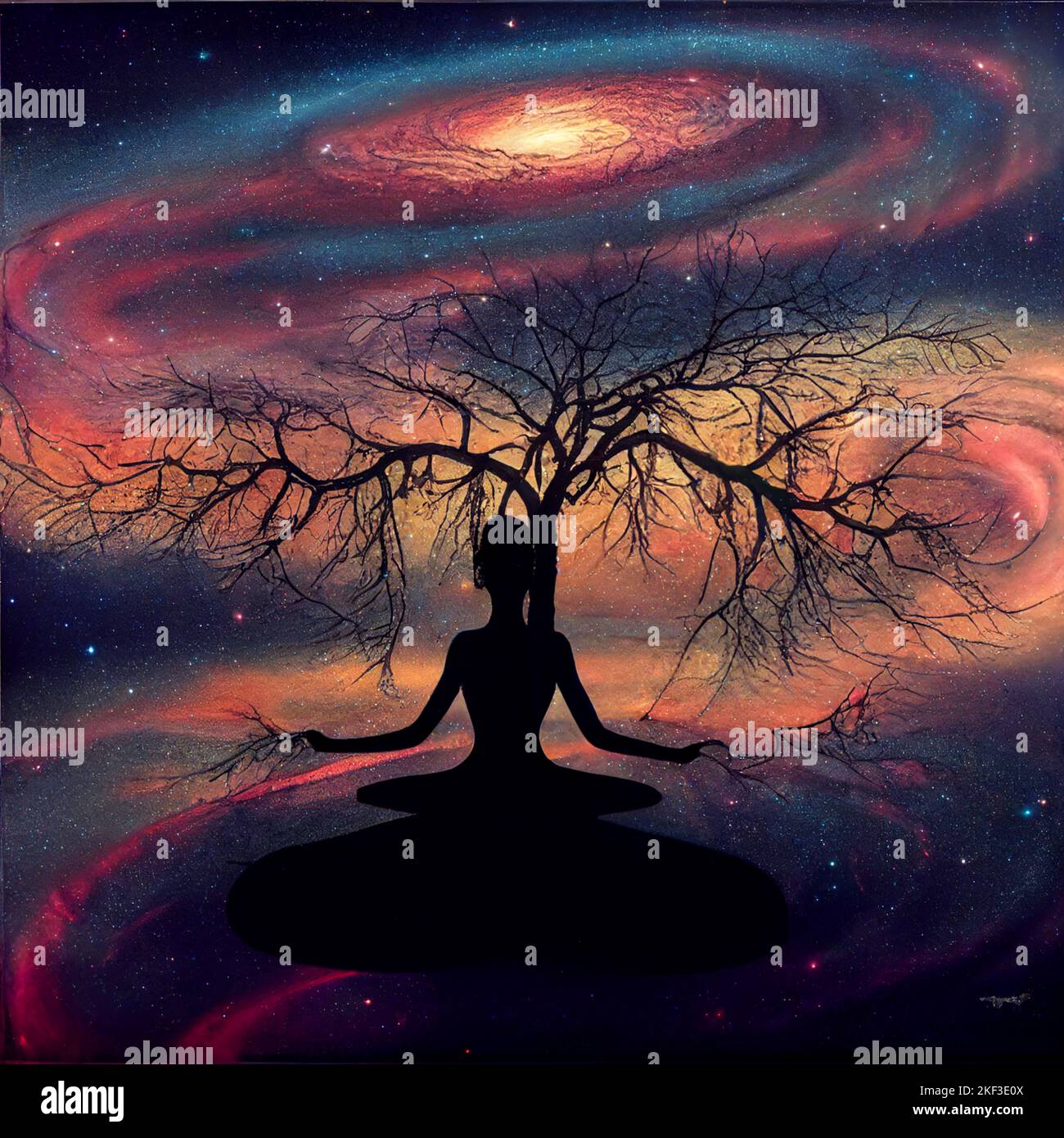 Tree Spirit Meditation, ecology reflection, human and tree intertwined ...