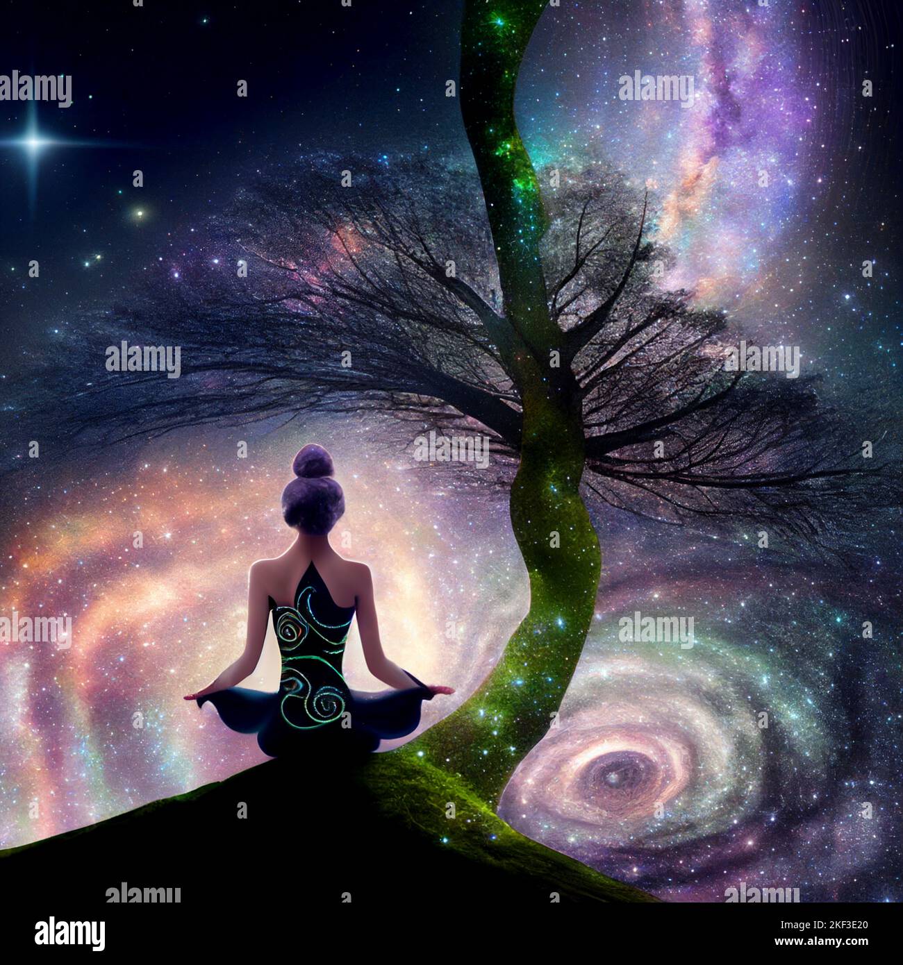 Tree Spirit Meditation, ecology reflection, human and tree intertwined ...