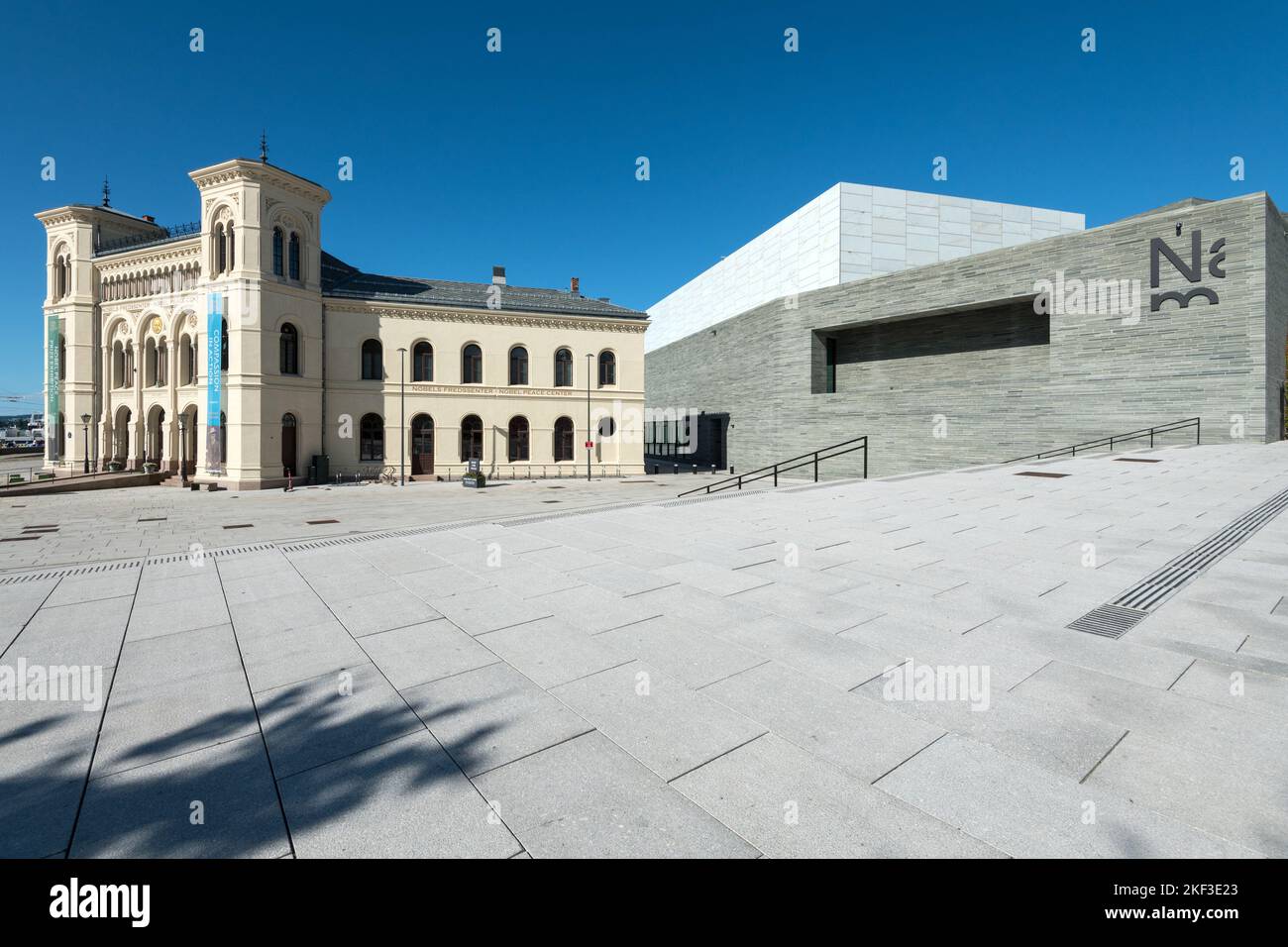 The Nobel Peace Center and in background the national Museum, Oslo ...