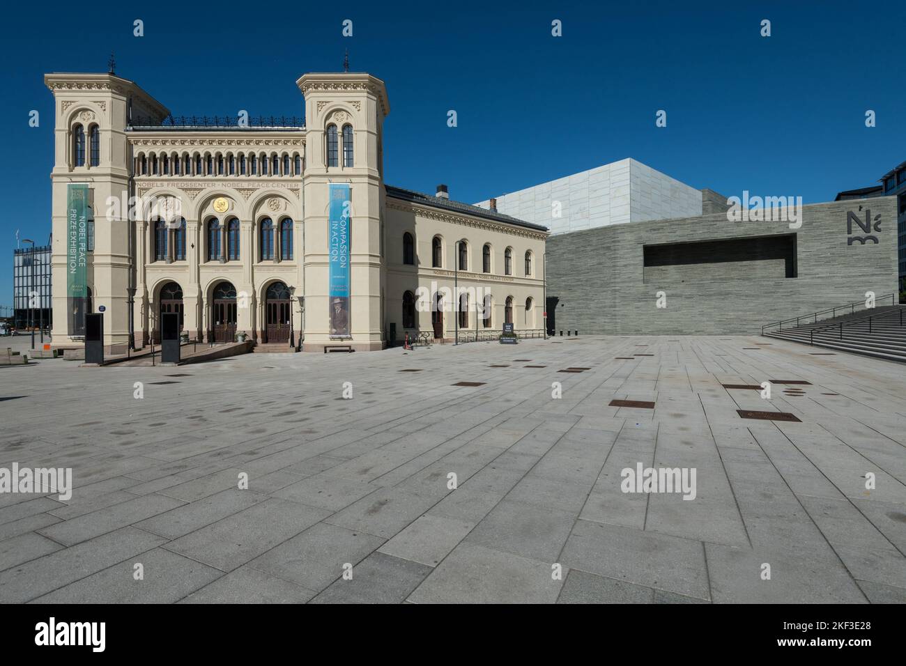 The Nobel Peace Center and in background the national Museum, Oslo ...