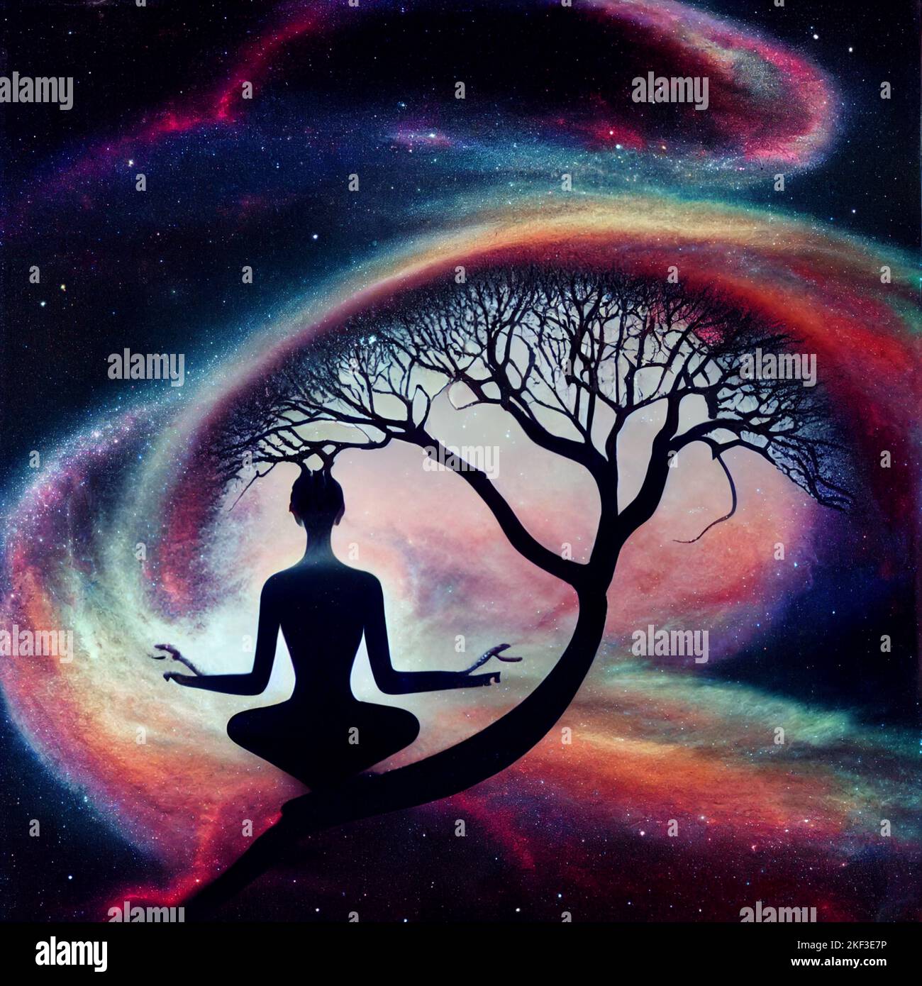 Tree Spirit Meditation, ecology reflection, human and tree intertwined ...