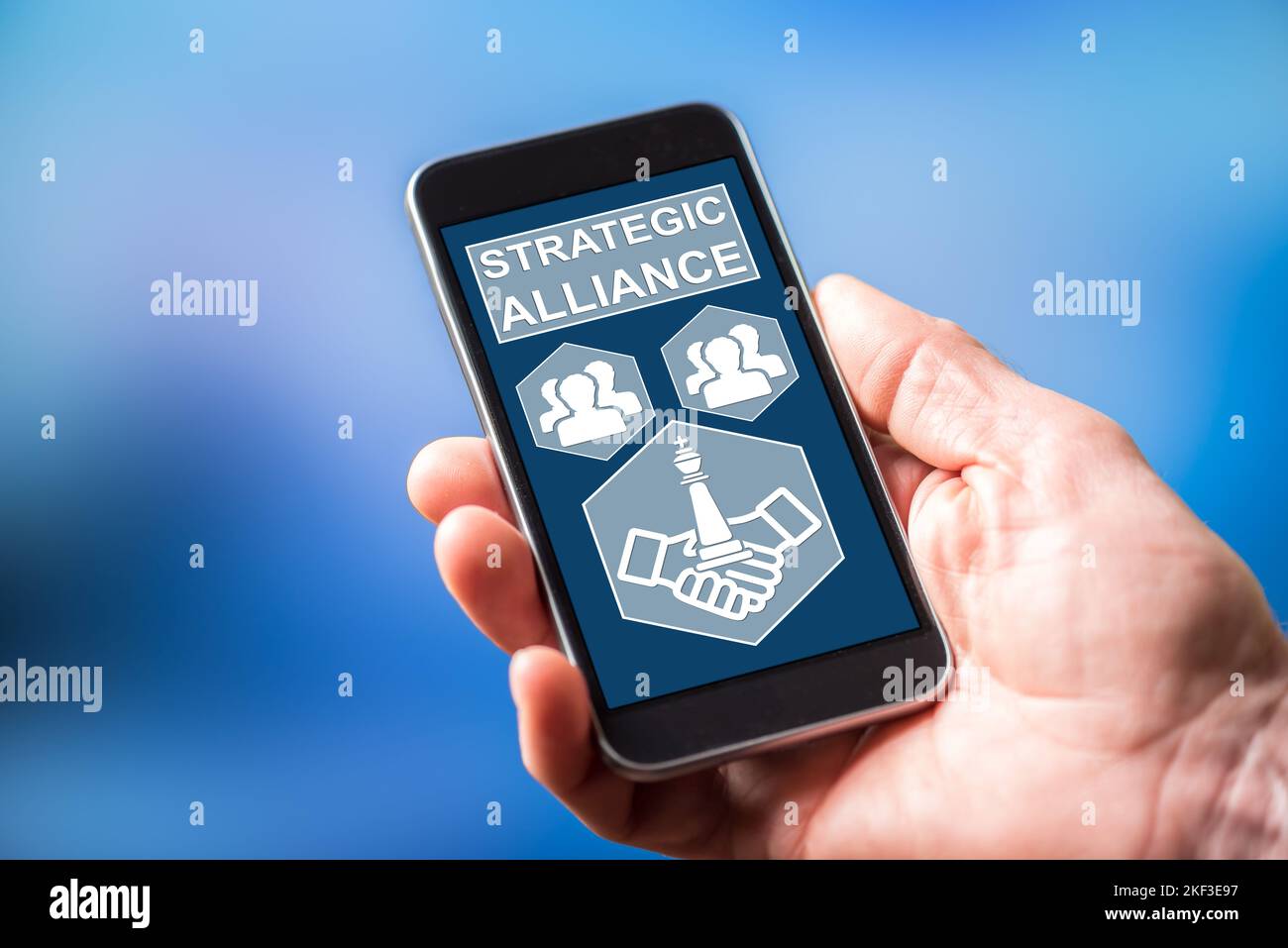 Smartphone screen displaying a strategic alliance concept Stock Photo ...