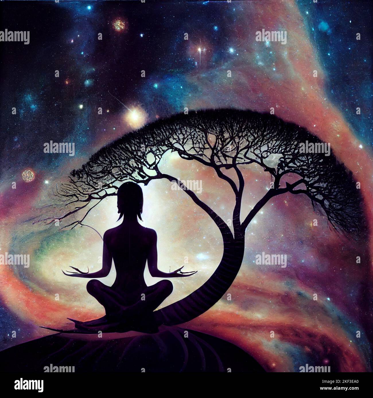 Tree Spirit Meditation, ecology reflection, human and tree intertwined ...