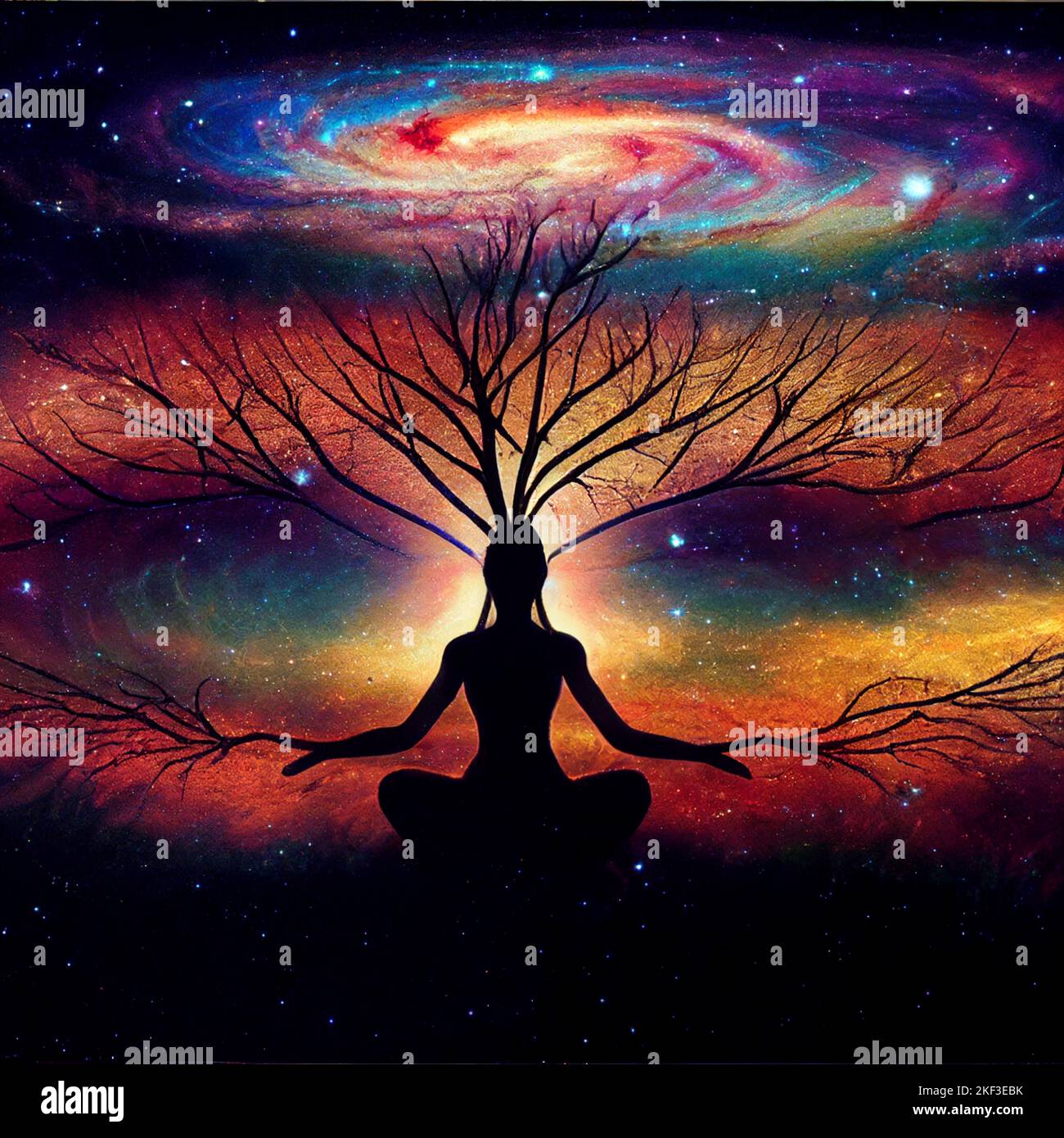 Tree Spirit Meditation, ecology reflection, human and tree intertwined ...