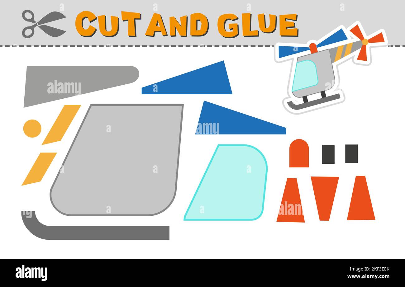 Cut and glue. Vector illustration of a helicopter. Paper game for ...