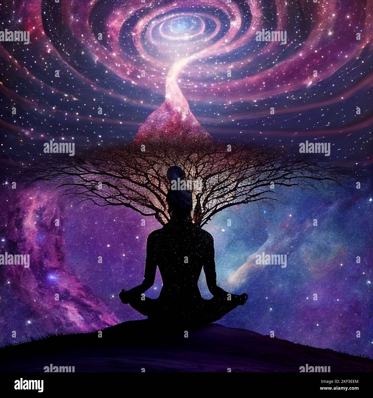 Tree Spirit Meditation, ecology reflection, human and tree intertwined ...