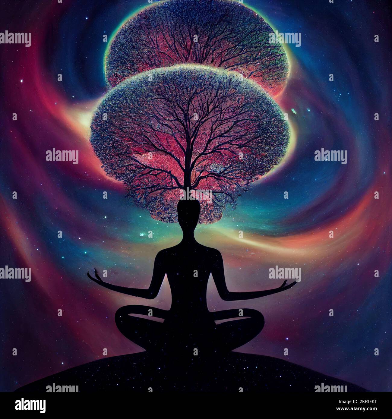 Tree Spirit Meditation, ecology reflection, human and tree intertwined ...