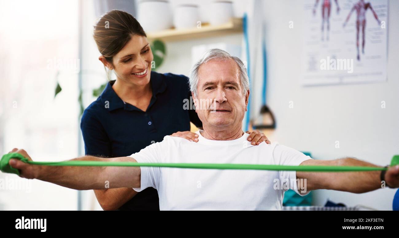 Fitness Rehabilitation And Physiotherapy With A Senior Man Patient And Female Therapist At Work