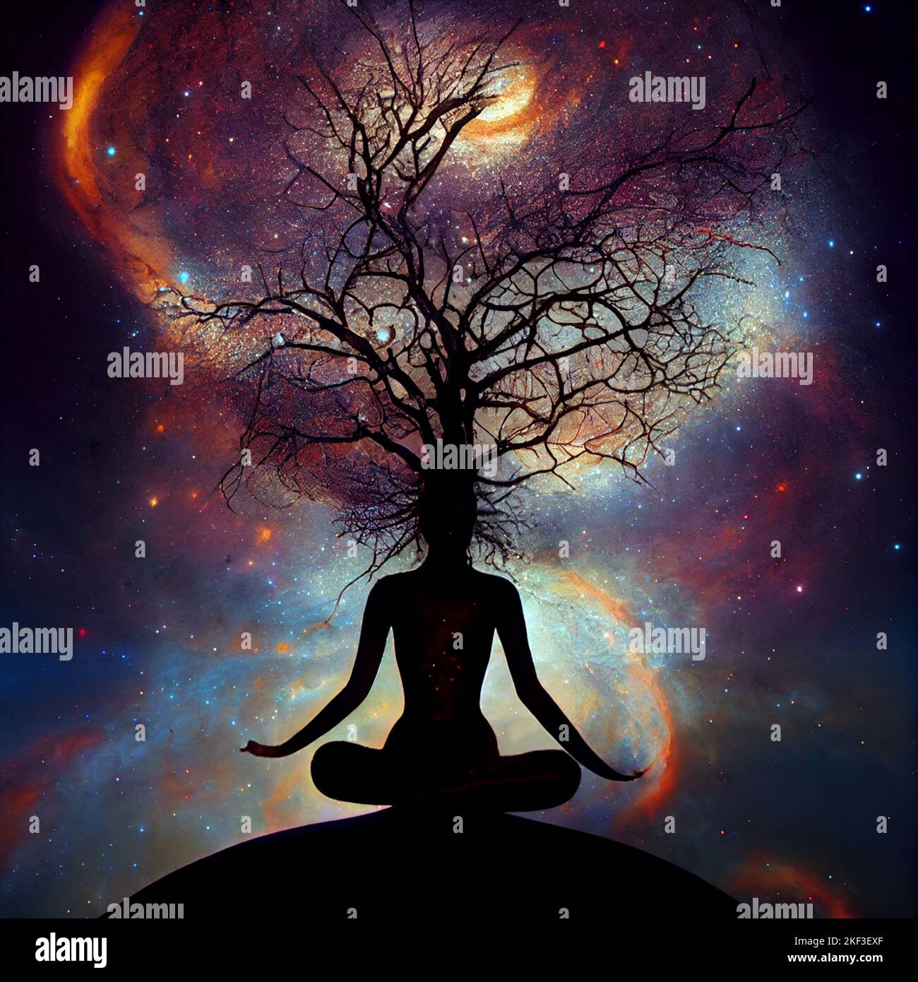 Tree Spirit Meditation, ecology reflection, human and tree intertwined ...