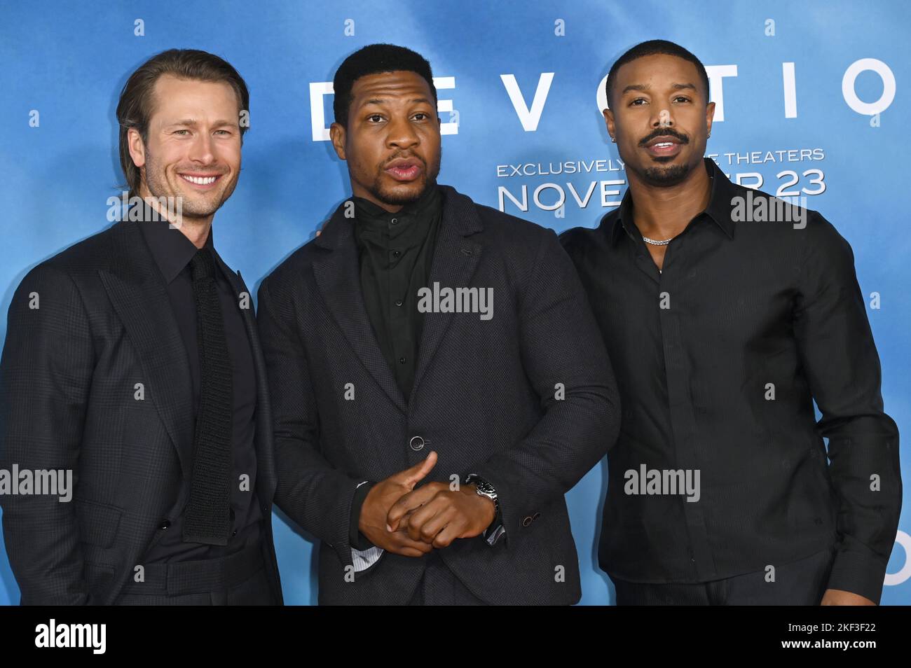 Los Angeles, USA. 15th Nov, 2022. Glen Powell, Jonathan Majors ...