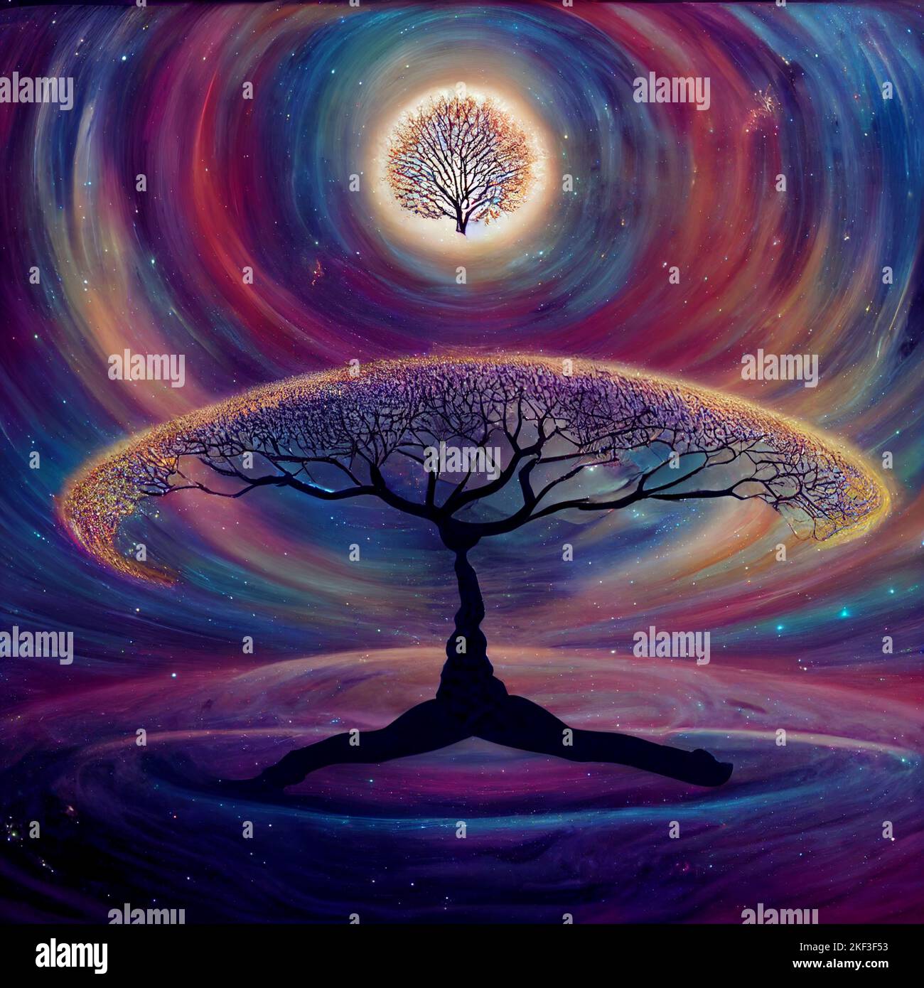 Tree Spirit Meditation, ecology reflection, human and tree intertwined ...