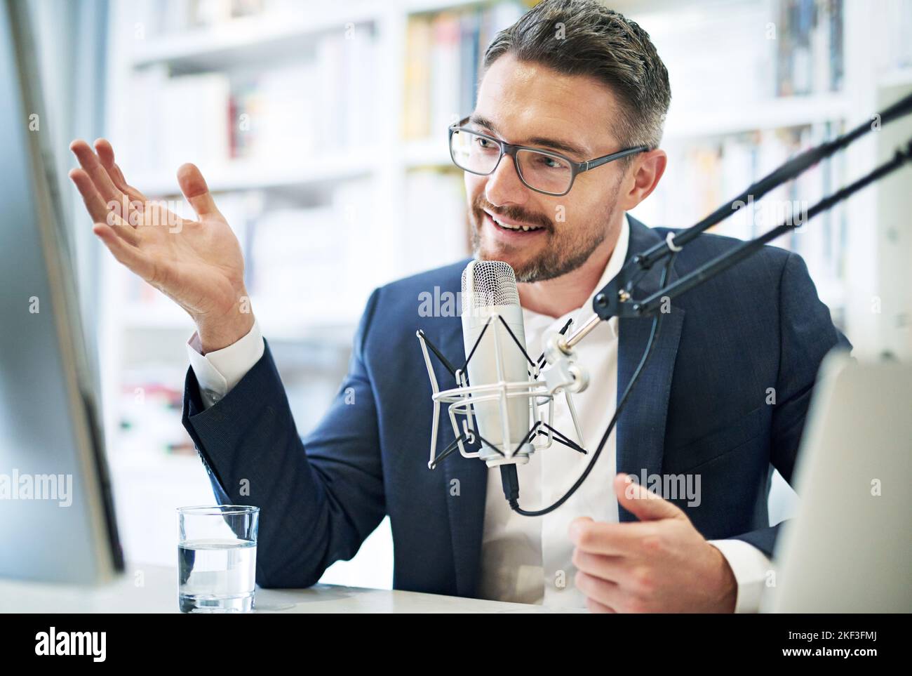 In conversation with people from all across the globe. a businessman ...