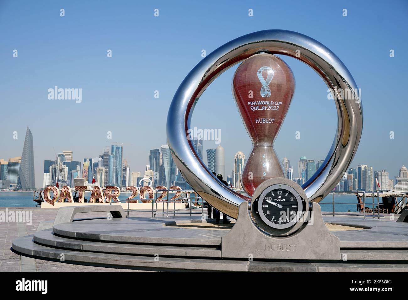 The FIFA World Cup count down clock ahead of the FIFA World Cup 2022 in ...