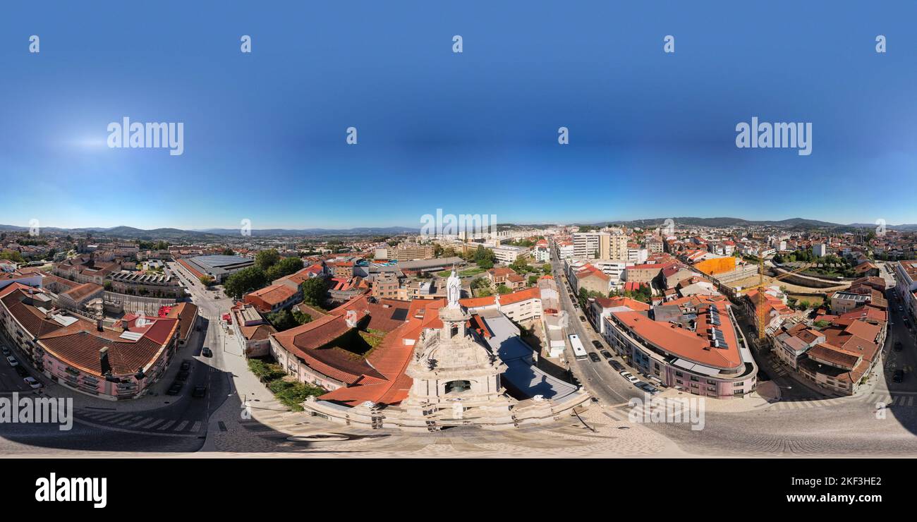 360 degree panoramic landscape panorama of Historic city center in ...