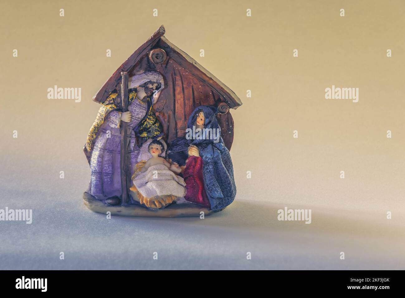 Joseph, Mary and Jesus child in crib decoration for Christmas Stock ...