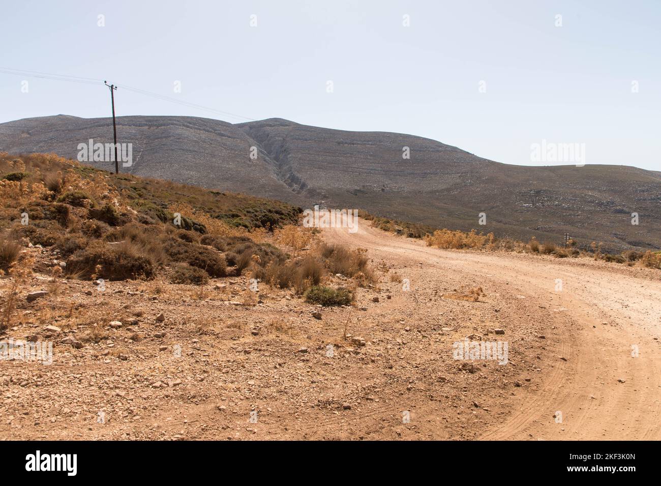 Sandy country road, 4x4 off-road trail to the peak of Attavyros ...