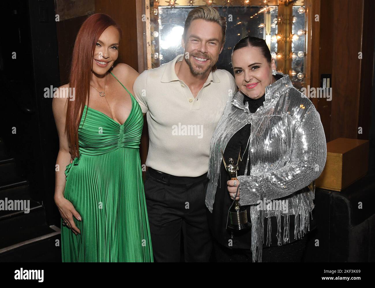(L-R) WCA Host Carmit Bachar with Derek Hough and Tessandra Chavez ...