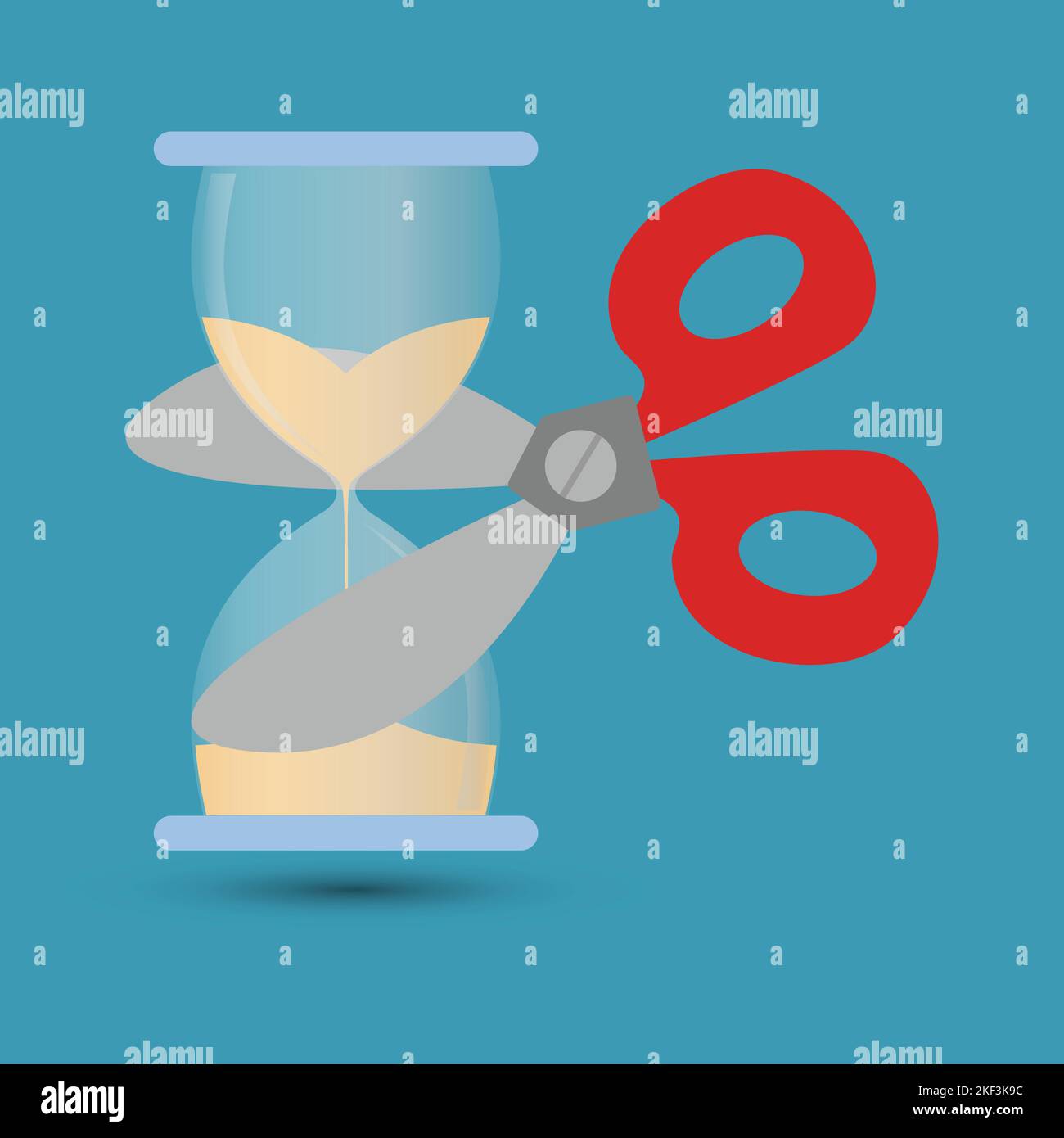 Scissors cutting an hourglass, stop the time concept Stock Vector Image ...