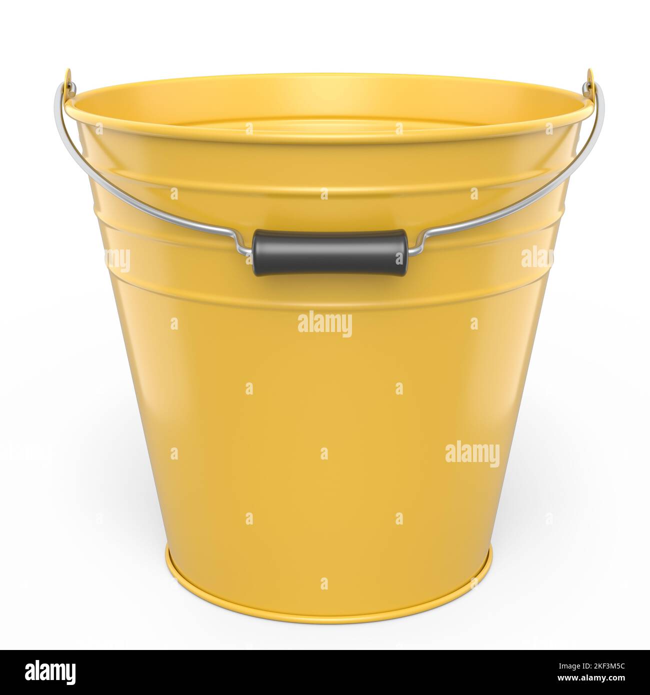 Empty metal garden bucket isolated on a white background. 3d render of ...