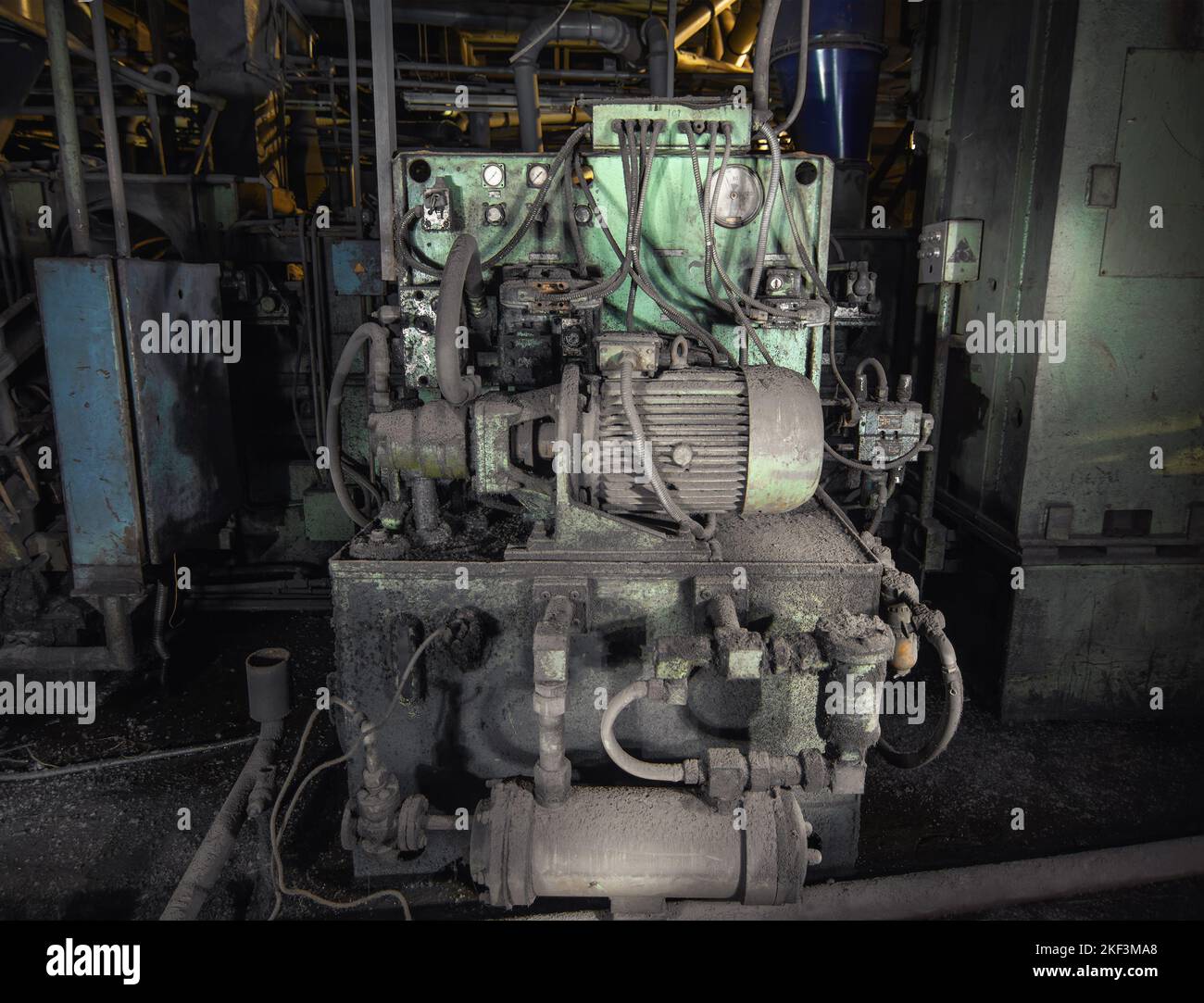 Turned off old and dirty equipment in a bankrupt car factory Stock ...