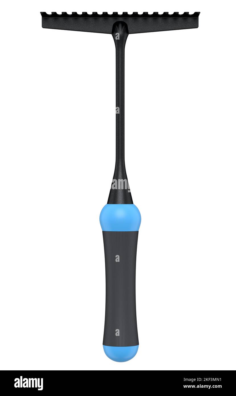 Garden rake with wooden handle for harvesting hay isolated on white ...