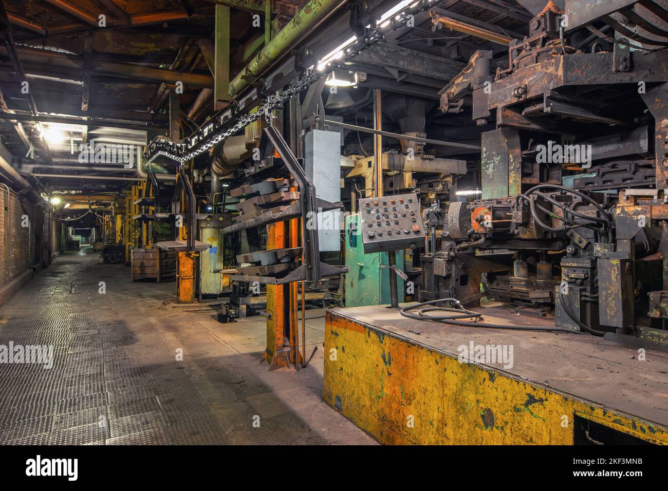 Industrial interior of an old factory for the manufacture of cast iron ...